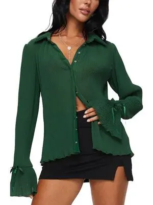 Princess Polly Ravil Button-up Shirt - Green