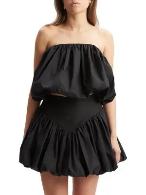 Bardot Lissett Cotton Poplin Strapless Balloon Top - Black