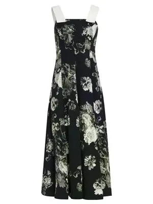 GLORIA COELHO English Garden Midi Dress - Black