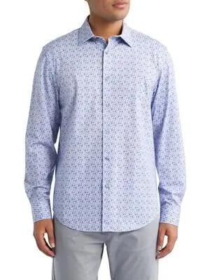 Bugatchi James Ooohcotton® Geometric Print Button-up Shirt - Lilac
