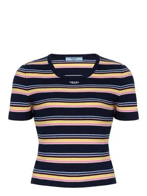 Prada Ribbed Cotton T-shirt - Stripe