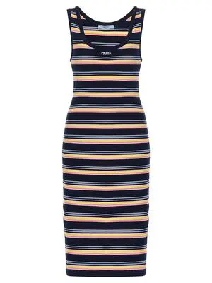 Prada Cotton Midi Tank Dress - Stripe