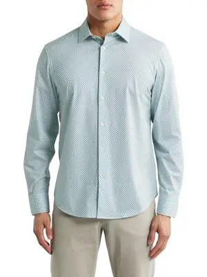 Bugatchi James Ooohcotton® Geometric Print Button-up Shirt - Mint