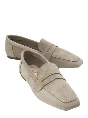 FOREVER & ALWAYS SHOES Morne Nappa Leather Loafers Light Beige Suede Leather