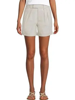 LANDS' END Chino High-rise Pleated 7" Shorts - Light Stone