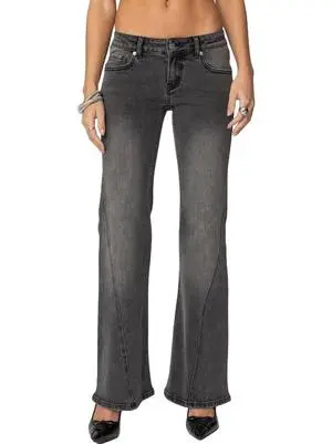 EDIKTED Colton Stretch Bootcut Jeans - Black-washed