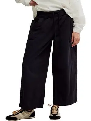Free People Easy Peasy Wide Leg Drawstring Pants - Black