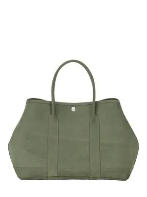 EZRA ARTHUR Audrey Velvet Leather Tote Bag - Moss