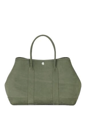 EZRA ARTHUR Audrey Velvet Leather Tote Bag Moss