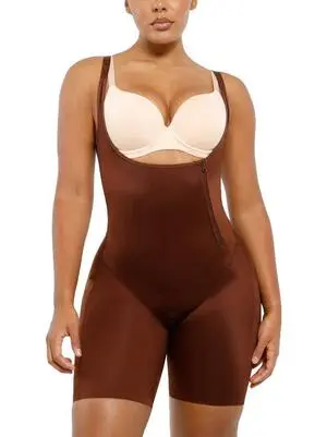 SHAPELLX Open Bust Butt-lifting Bodysuit - Chocolate