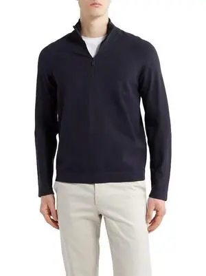 BOSS Seamless Tech Quarter Zip Sweatshirt - Dark Blue
