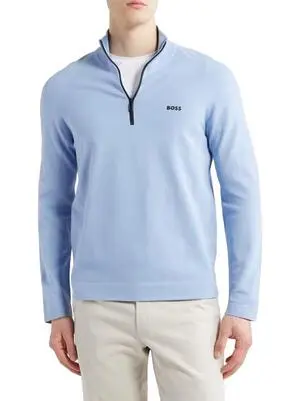BOSS Seamless Tech Quarter Zip Sweatshirt - Open Blue