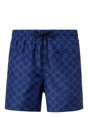 Gucci Gg Supreme Web Stripe Swim Trunks - Blue