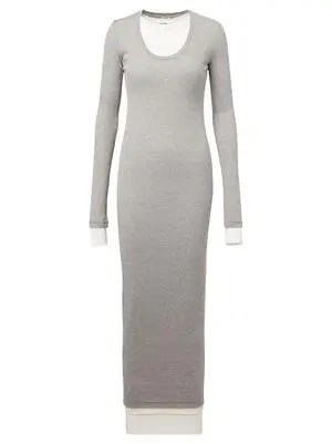 JIL SANDER Layered Cotton Jersey Maxi Dress - Grey