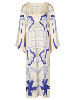 MALINA Manon Graphic-print Satin Maxi Dress - Mosaic