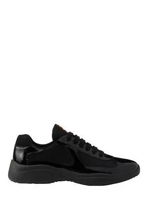 Prada America's Cup Patent-leather Low-top Trainers - Black