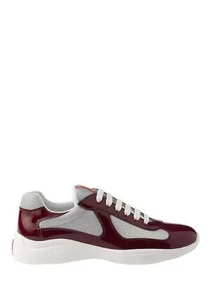 Prada America's Cup Patent-leather Low-top Trainers - Burgundy