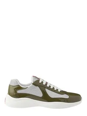 Prada America's Cup Patent-leather Low-top Trainers - Green