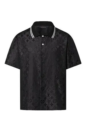 LOUIS VUITTON Monogram Moire Jacquard Shortsleeved Silk Shirt - Black