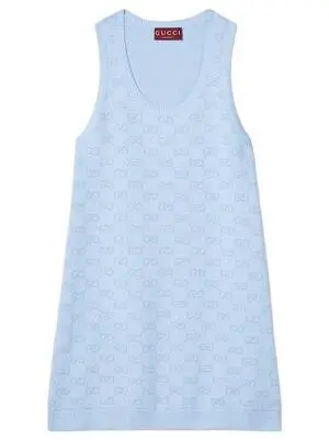 Gucci Gg Cotton Jacquard Mini Dress - Blue