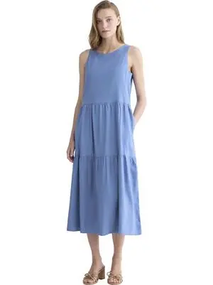 Everlane Tiered Stretch Linen Maxi Dress - Bluebell