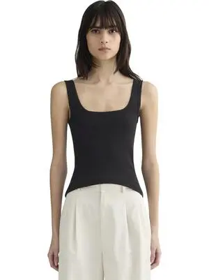 Everlane Luxe Rib Square-neck Tank Top - Black