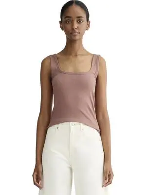 Everlane Luxe Rib Square-neck Tank Top - Rose Dusk