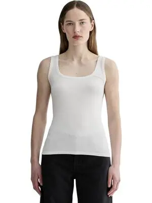 Everlane Luxe Rib Square-neck Tank Top - White