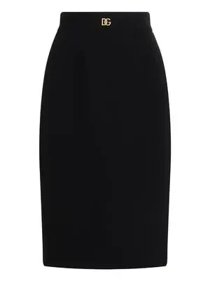 Dolce & Gabbana Wool Midi Pencil Skirt With Dg Logo - Black