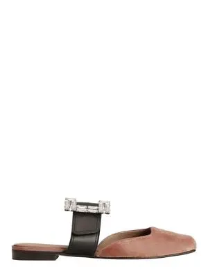 Dolce & Gabbana Velvet Mules With Bejeweled Buckle - Pink