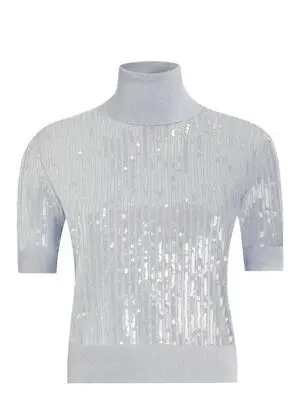 Dolce & Gabbana Sequin Embellished Turtleneck - Grey