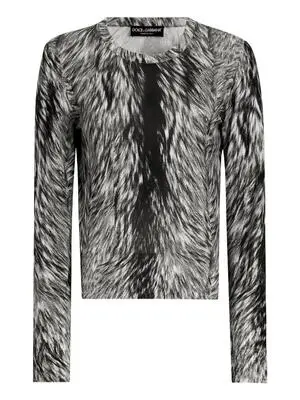 Dolce & Gabbana Fur-print Silk Sweater - Grey