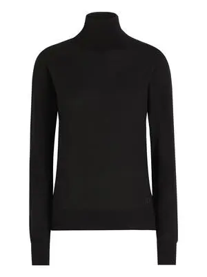 Dolce & Gabbana Wool Turtle-neck Sweater With Dg Logo - Black