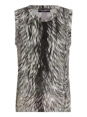 Dolce & Gabbana Silk Animal Print Tank Top - Grey