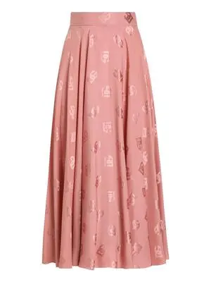 DOLCE & GABBANA Dolce & Gabbana Silk Jacquard Circle Skirt With DG Logo