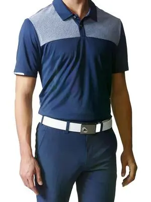 Adidas Climachill Heather Block Golf Polo Shirt - Blue