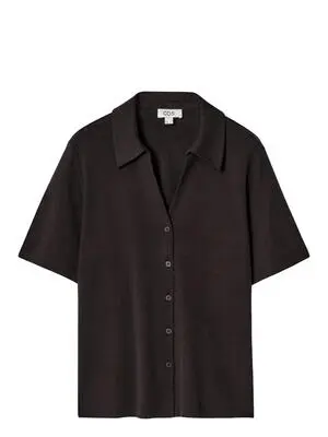 Cos Jersey Resort Shirt - Brown