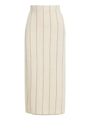 BY MALENE BIRGER Hercula Striped Ribbed-knit Midi Skirt - Ecru