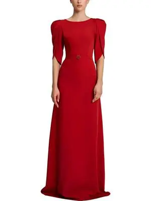 CRISTALLINI Blanca Short-sleeve Maxi Dress - Red