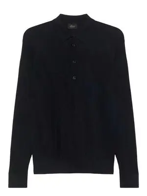 Brioni Ribbed-knit Polo Shirt - Blue
