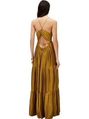 Ba&sh Wasta Long Pleated Maxi Dress - Brown