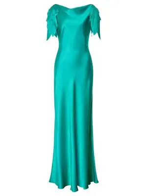 Alberta Ferretti Satin Maxi Dress - Green