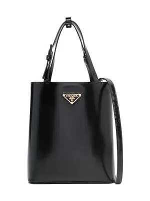 Prada Triangle Logo-plaque Bucket Bag - Black