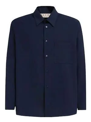 Marni Wool Long Sleeve Pocket Shirt - Navy Blue