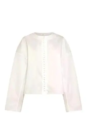 FFORME Collarless Button Down Shirt - White