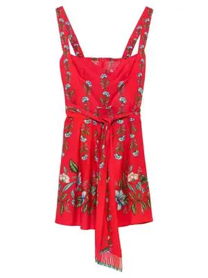 Farm Rio Sweet Bloom Bouquet Mini Dress - Red
