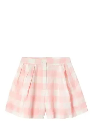 Thierry Colson Kenya Checked Linen And Cotton-blend Shorts - Pink