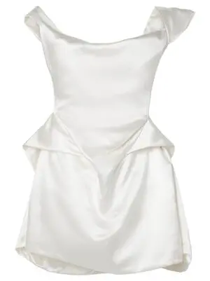 VIVIENNE WESTWOOD Aurora Off-the-shoulder Draped Mini Dress - Neutrals