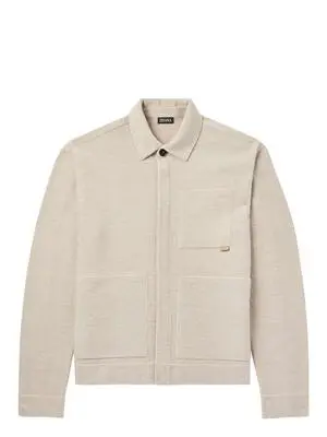 Zegna Wool, Cashmere, Linen And Silk-Blend Chore Jacket Beige