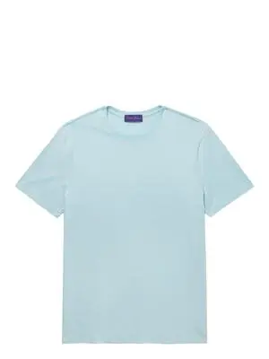 Ralph Lauren Purple Label Logo-embroidered Cotton-lisle T-shirt - Blue